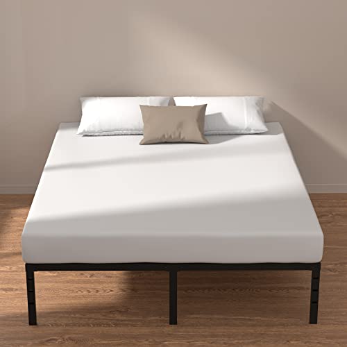 Meberam King Size Bed Frame 14 Inch Metal Platform BedFrame Heavy Duty King Mattress Foundation Steel Slats Support No Box Spring Need, Black