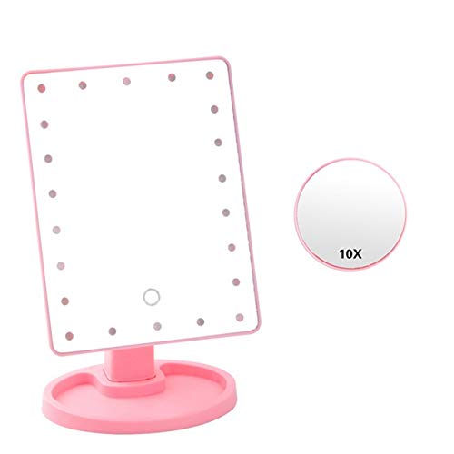 LIUZH LED Touch Screen 22 Light Makeup Desktop Make up 10X Magnifying Beauty Vanity Lighting Detachable/Storage Base (Color : D)