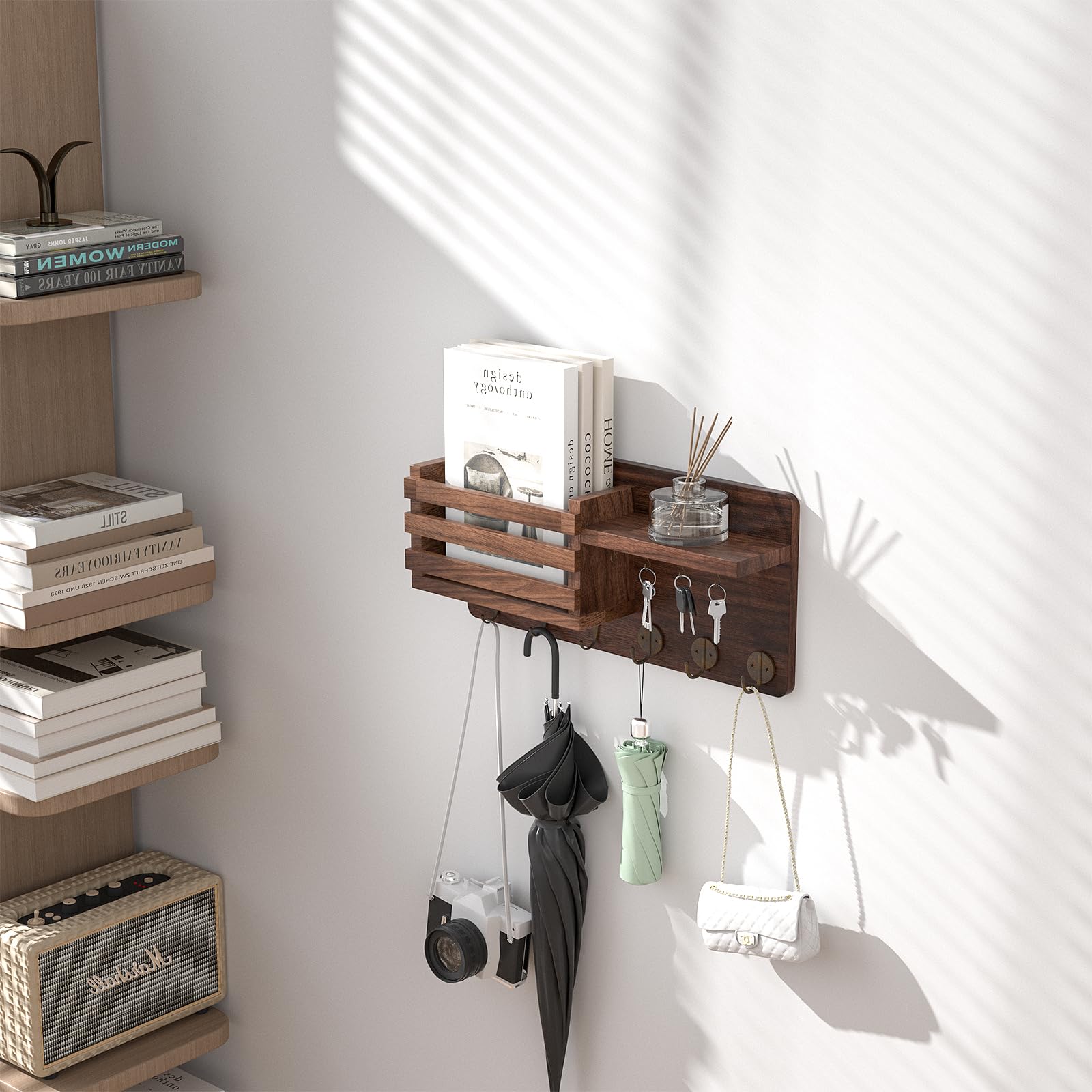 Key Holder Wall Mount, Key and Mail Holder for Wall, Easy Installation Key Holder Shelf Suitable for Entryway, Hallway, House and Living Room