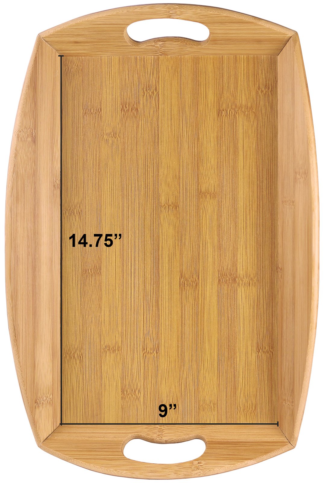 Greenco Bamboo Angular Sides Butler Serving Food Tray with Handles - Can Be Placed On Lap | Trays for Dining | Great for Eating On Couch, Living Room, Bed, and Dinner Table