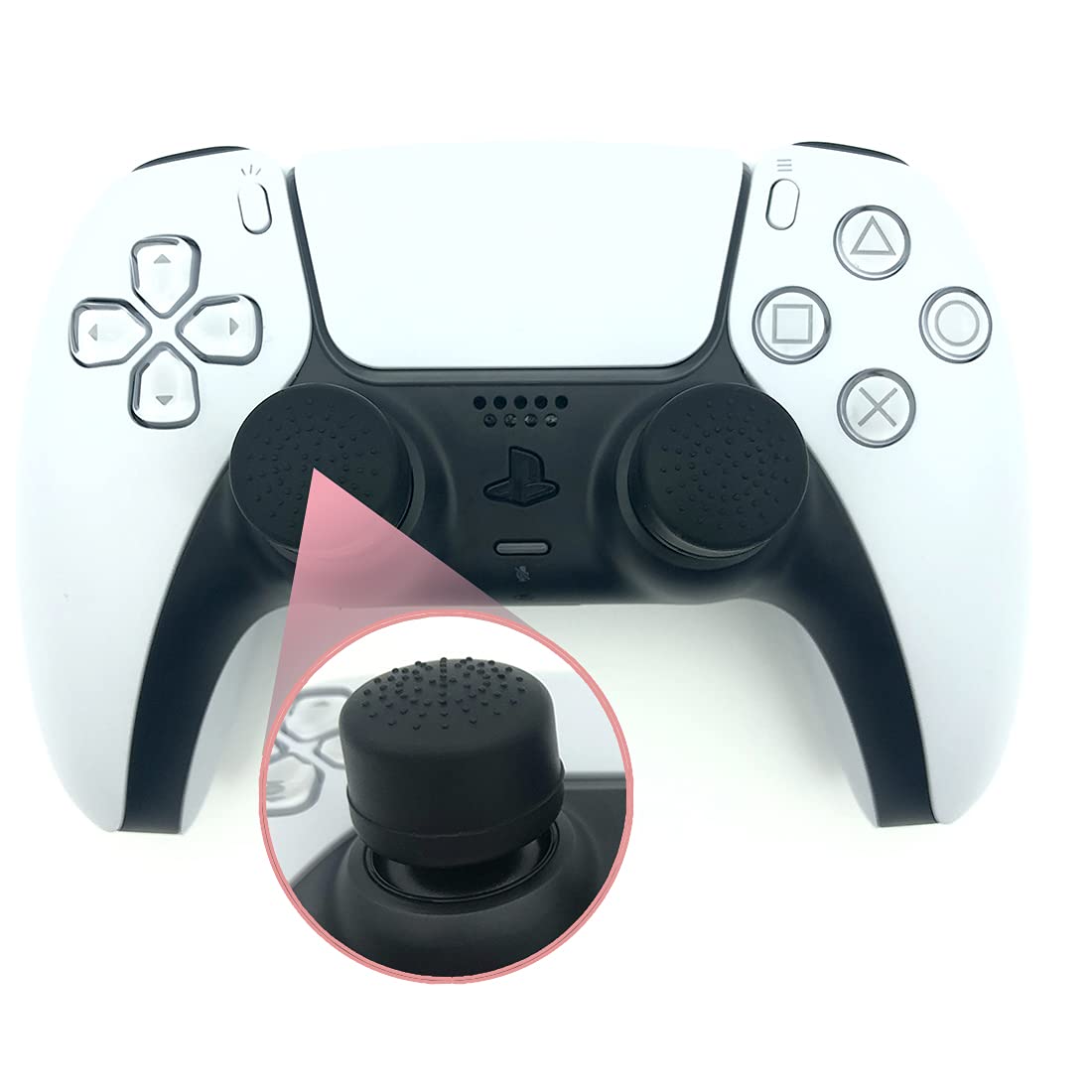 Gebaisi Four Styles Silicone Thumb Stick Caps Grip Gamepad Analog Joystick for Playstation PS5 Controller(8 Pieces Black)
