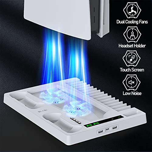 Geliebt Lynn PS5 Cooling Stand with Fast PS5 Controller Charger, White