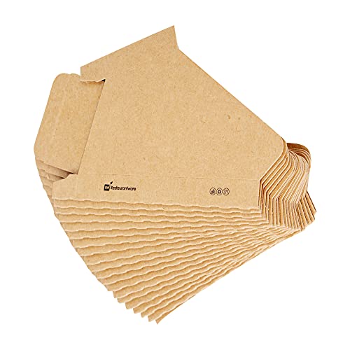 Restaurantware Bio Tek Kraft Paper Small Taco Holder - Greaseproof - 4" x 1 1/4" x 2 1/4" - 200 count box