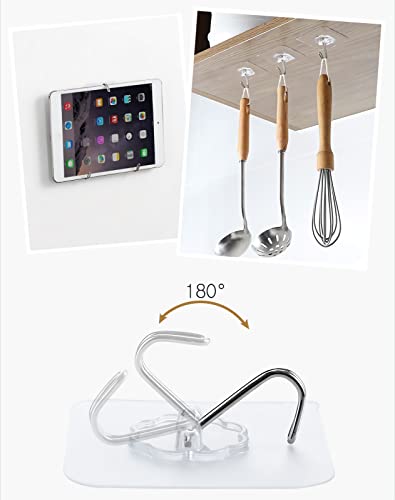 NEMIBAD 20pcs Transparent Wall Hooks 22lbs (Max) Heavy Duty Self Adhesive Hooks, Waterproof Self Adhesive Hooks, Kitchen Bathroom Hooks Wall Hooks Room Door Hooks Command Hooks