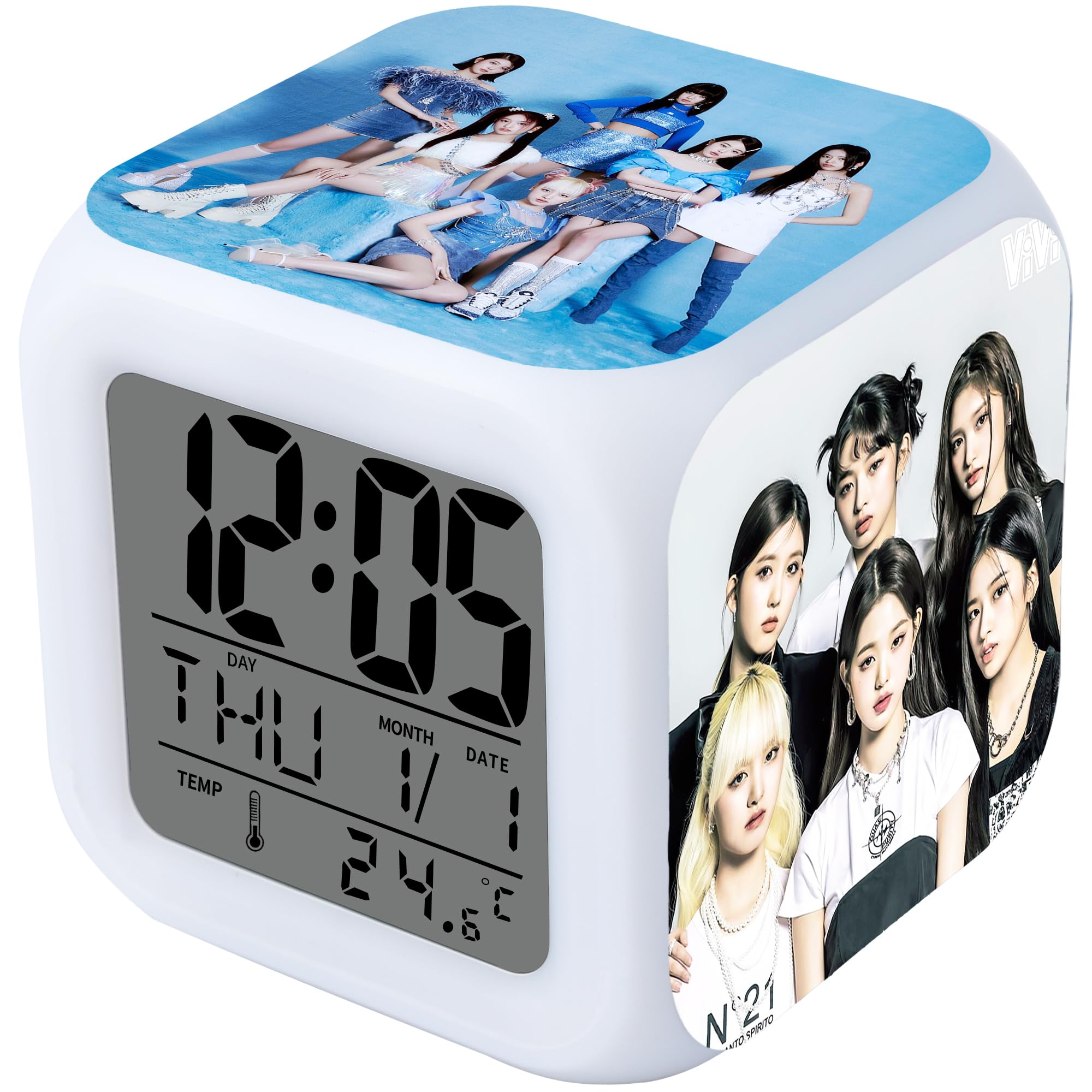 EANGK LED Digital Alarm Clock, for IVE Color Night Light Alarm Clock, Wake Up Sleep, The Alarm Function Has Time, Year, Month, Date, Digital Thermometer, Alarm Clock and Color Night Light