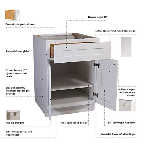 Design House 561704 Brookings Unassembled Shaker Tall Wall Kitchen Cabinet, 18x30x12, White
