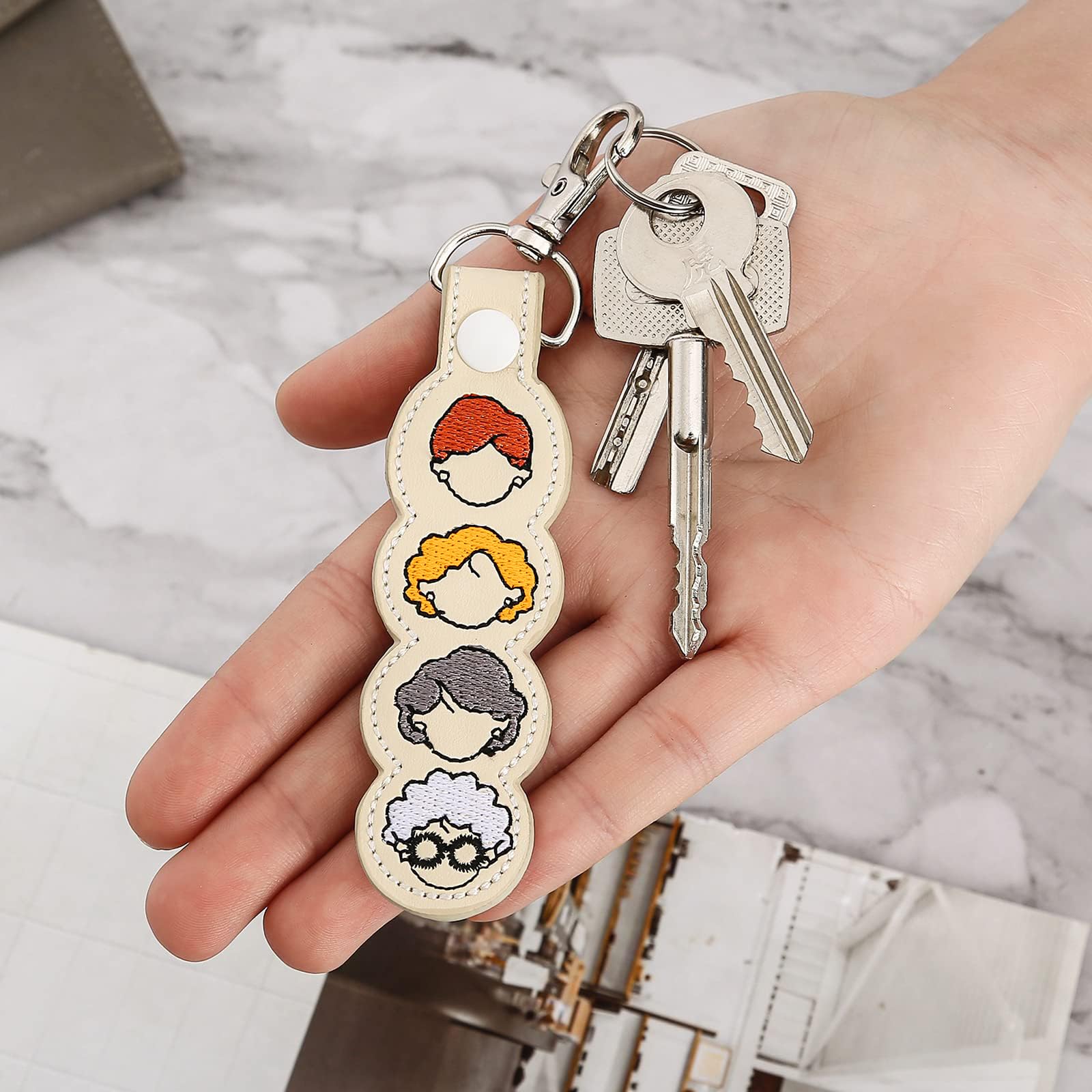 HappyDaddy Leather Keychain, Womens Keychain,Keychain Best Gift for Great Birthday or Christmas Gift(Golden Girls)