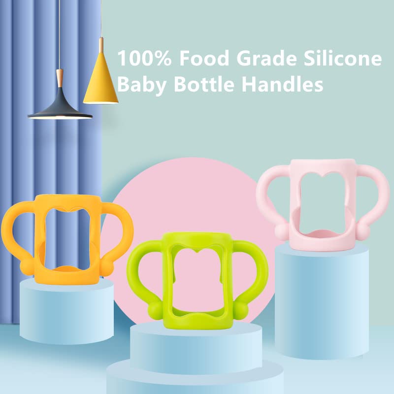 Smarbore Bottle Handles for Dr Brown Narrow Baby Bottles, 100% Silicone Baby Bottle Holder for Easy Grip, Sippy Cup Handle for Dr Brown Narrow Sippy Bottle, Teach Babies to Drink Independently, 2 Pack