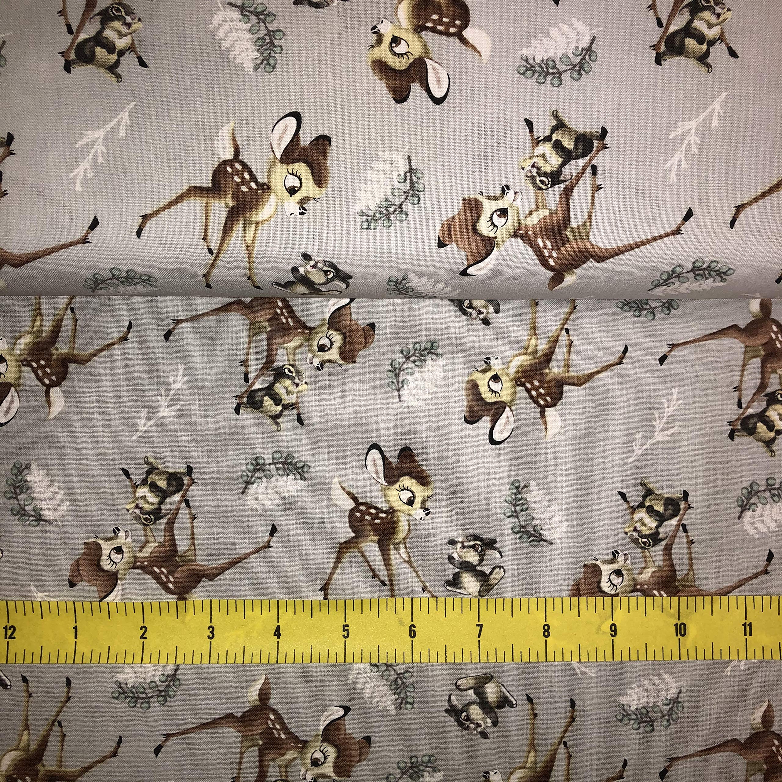 Springs Creative Products Disney Bambi & Thumper Toss Gray 100 Percent Cotton Fabric Sold by The Yard. , 44 Inches