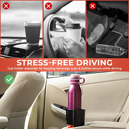 Smart Kup Car Cup Holder Expander - Fits Hydro Flasks 32/40 oz, Nalgene, Yeti & Large Bottles up to 3.8 inches Wide - for Car up to 3.2 Inches Wide