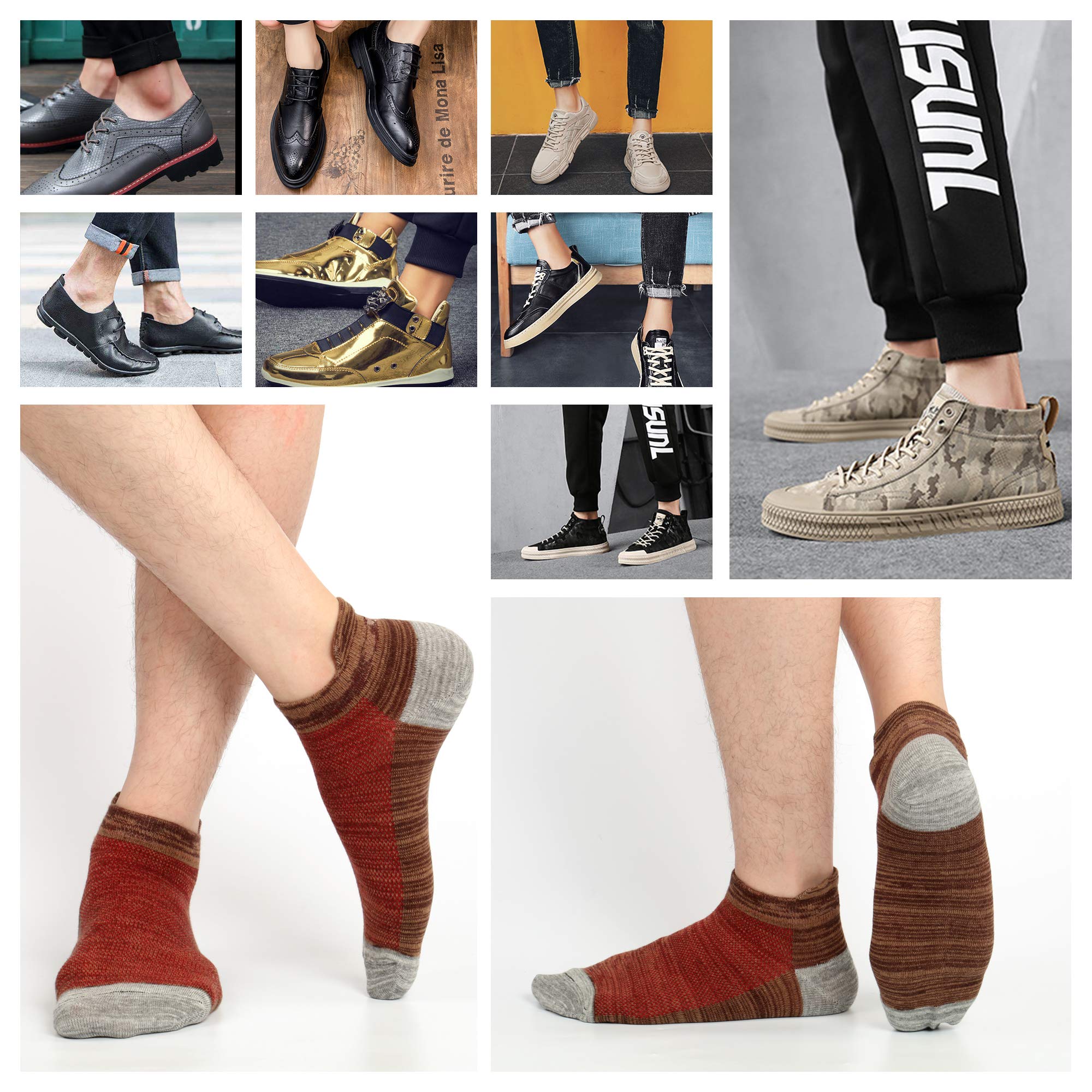 Diravo 6-8 Pairs Mens Athletic Breathable Ankle Socks Non-slid Low Cut Socks Cotton Mesh Top Fresh Ventilation Socks (Multicolor-5)