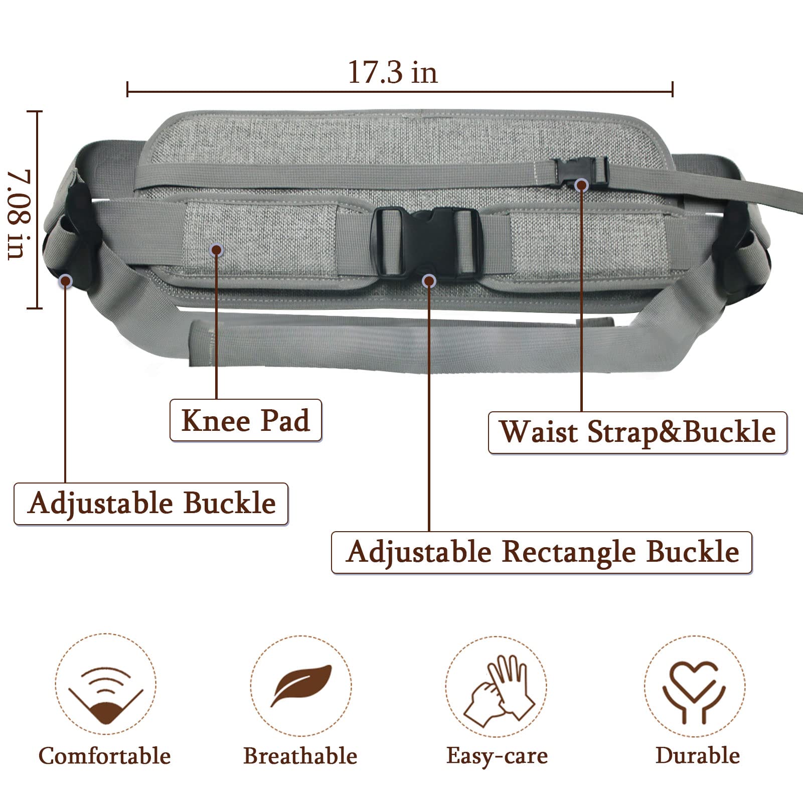 GeeJery Zafu Meditation Seat Belt With Lower Back Support, Healthy Posture Support Strap , Meditation Accessories Decor Unique Gift Helpful for Yoga, Relaxation and Prayer (Gray)
