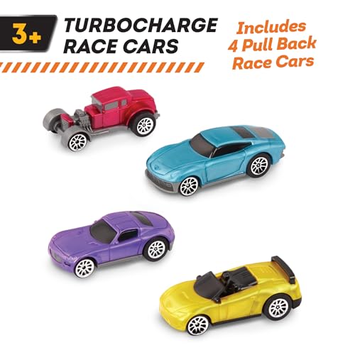 Driven by Battat β Turbocharge Pullback Vehicles β Toy Set with 4 Cars β Race Car Toys and Playsets for Kids Aged 3 and Up