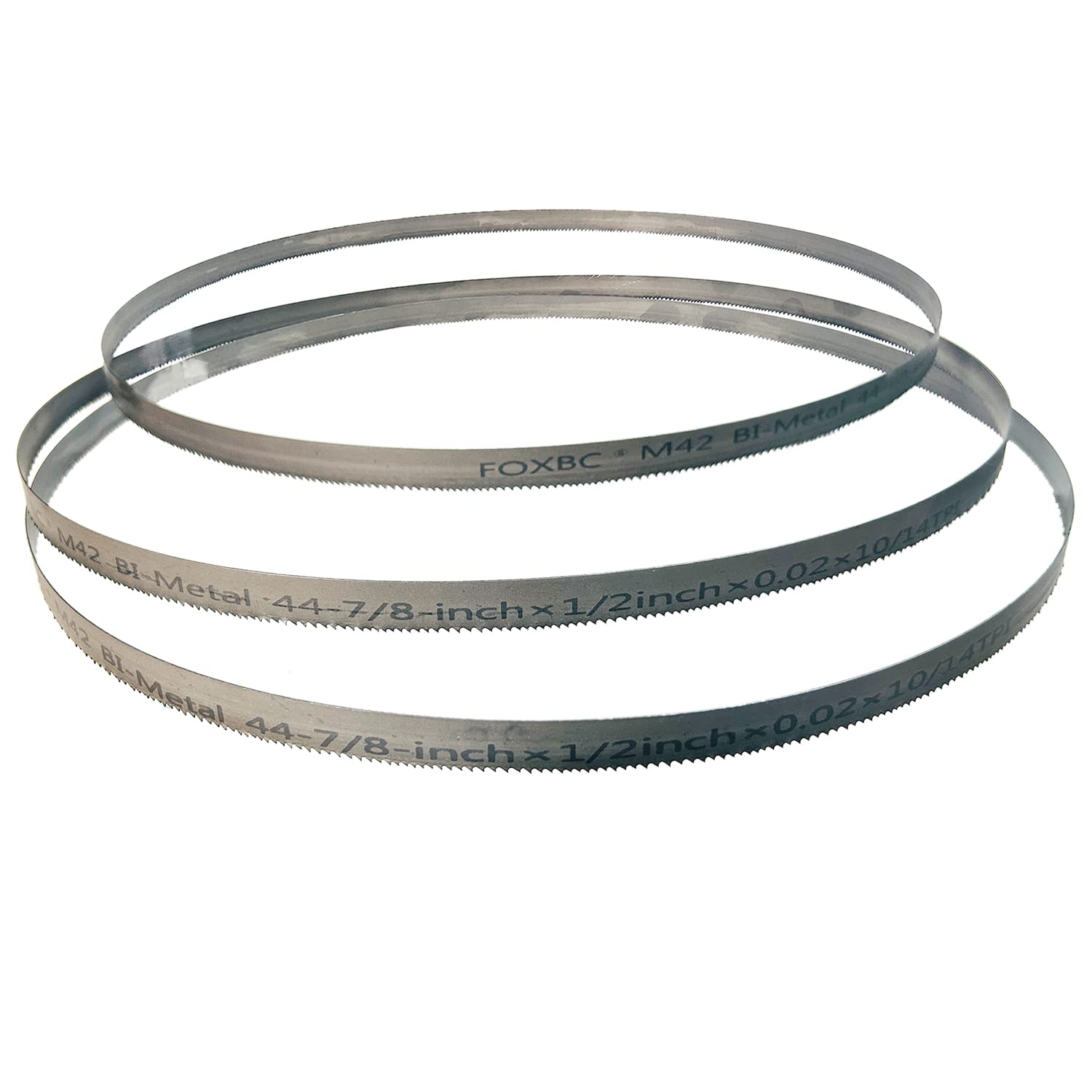 FOXBC 44-7/8 Inch Bandsaw Blades 10/14 TPI for Milwaukee 48-39-0551, DeWalt DCS374B Portable Band Saw, 44-7/8" x 1/2" x .020", 3-Pack