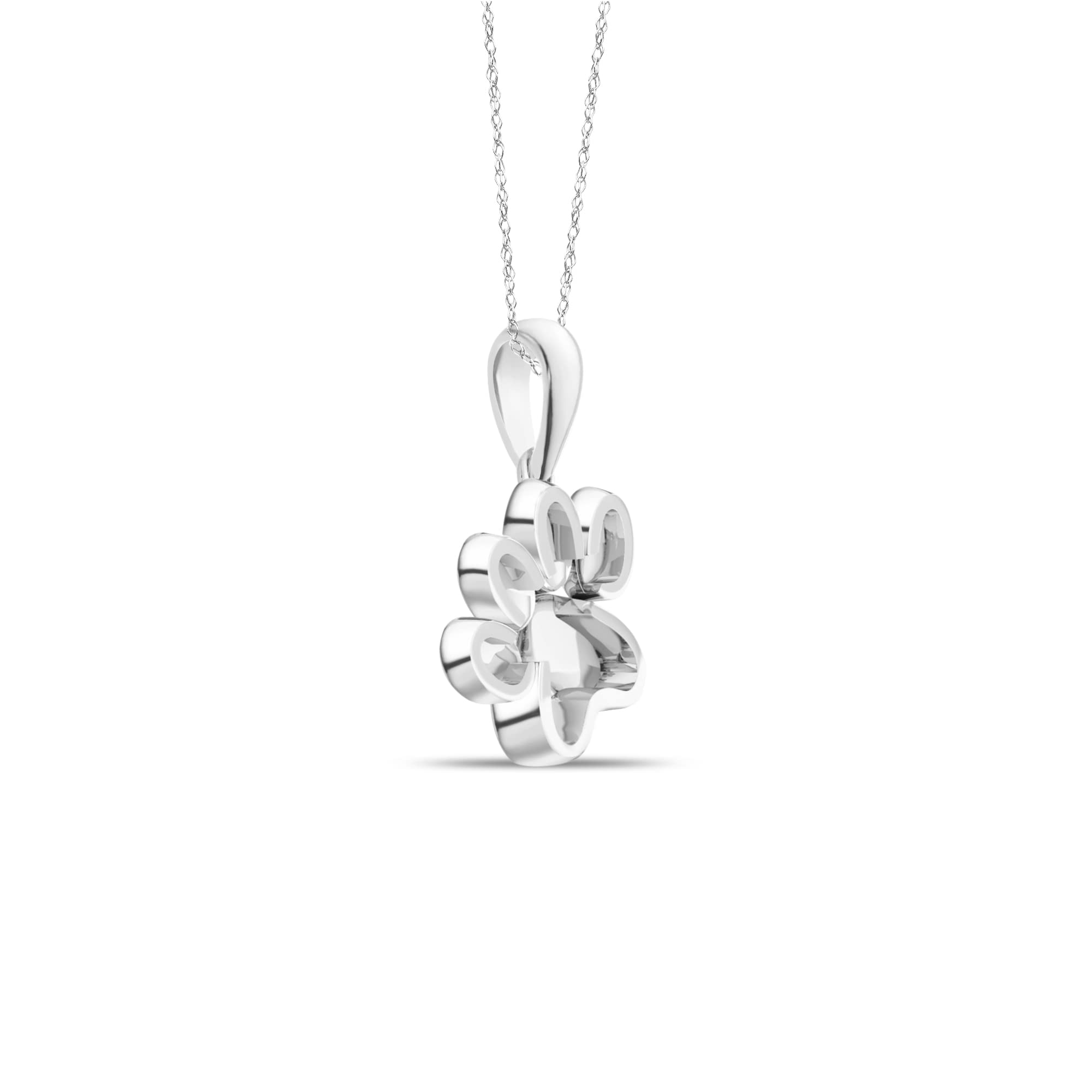 Diamond2Deal 10K White Solid Gold Diamond Dog Paw Print Pendant Rope Chain Necklace 18inch (1/8Ct/ I2,H-I)