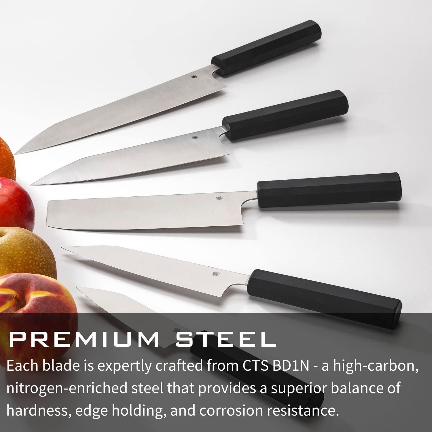 Spyderco Minarai Gyuto Premium Kitchen Knife with 10.13" CTS BD1N Super Blue Stainless Steel Blade and Polypropylene Handle - K19PBK