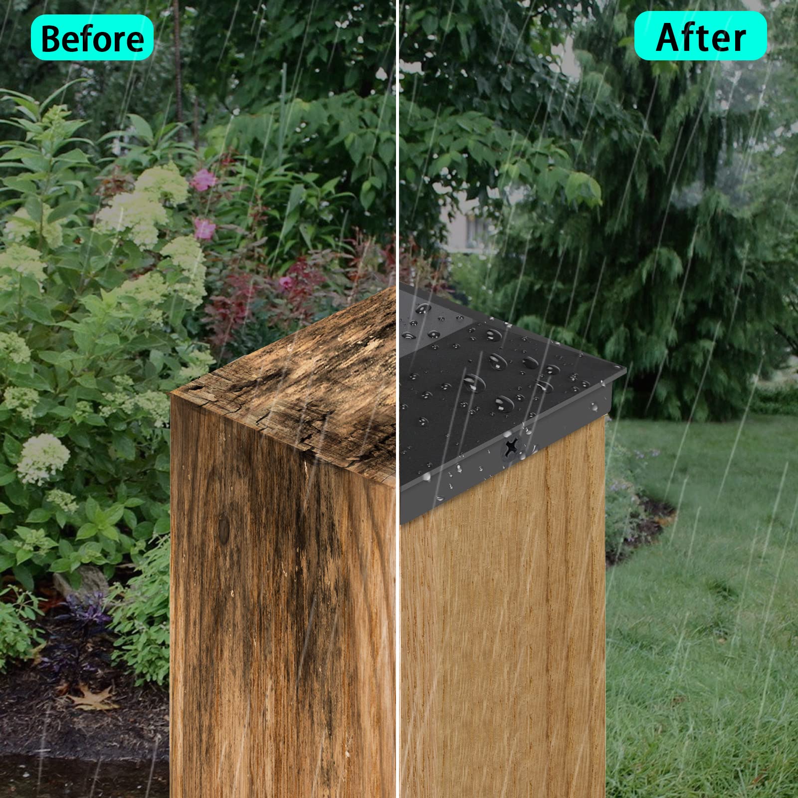 Eapele 4X4(3.5in x 3.5in) Wood Fence Post Caps, PP Plastic Water-Proof UV-Proof, Keep Post from Cracking and Rotting (24pcs, Black)