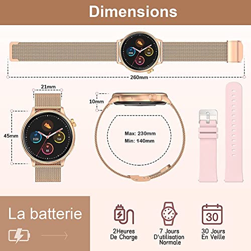 Smart Watches for Women Android Smartwatch for iPhone Compatible iOS Phones Call Recieve Text Heart Rate Blood Pressure Sleep Monitor Activity Tracker IP68 Waterproof