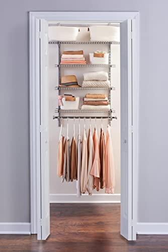 Rubbermaid Configurations Deluxe Custom Closet Kit, 3-6 Ft. Adjustable Metal Wire Shelving, Titanium Finish, Expandable Organization System, Hardware Included, for Home Closet/Pantry/Laundry/Mudroom