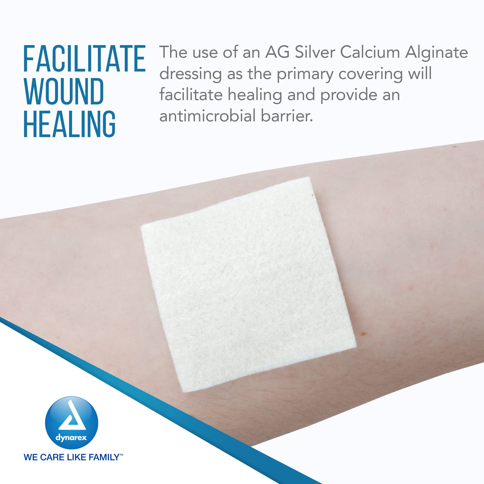 Dynarex 3032 DynaGinate AG Silver Calcium Alginate, 4" x 8" (Pack of 60)