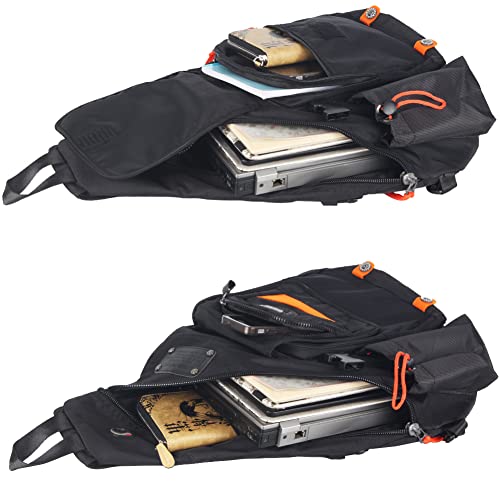 INNTURT Large Sling Bag Backpack Pack 13" 14" Laptop Bag Satchel Travel Backpack Black