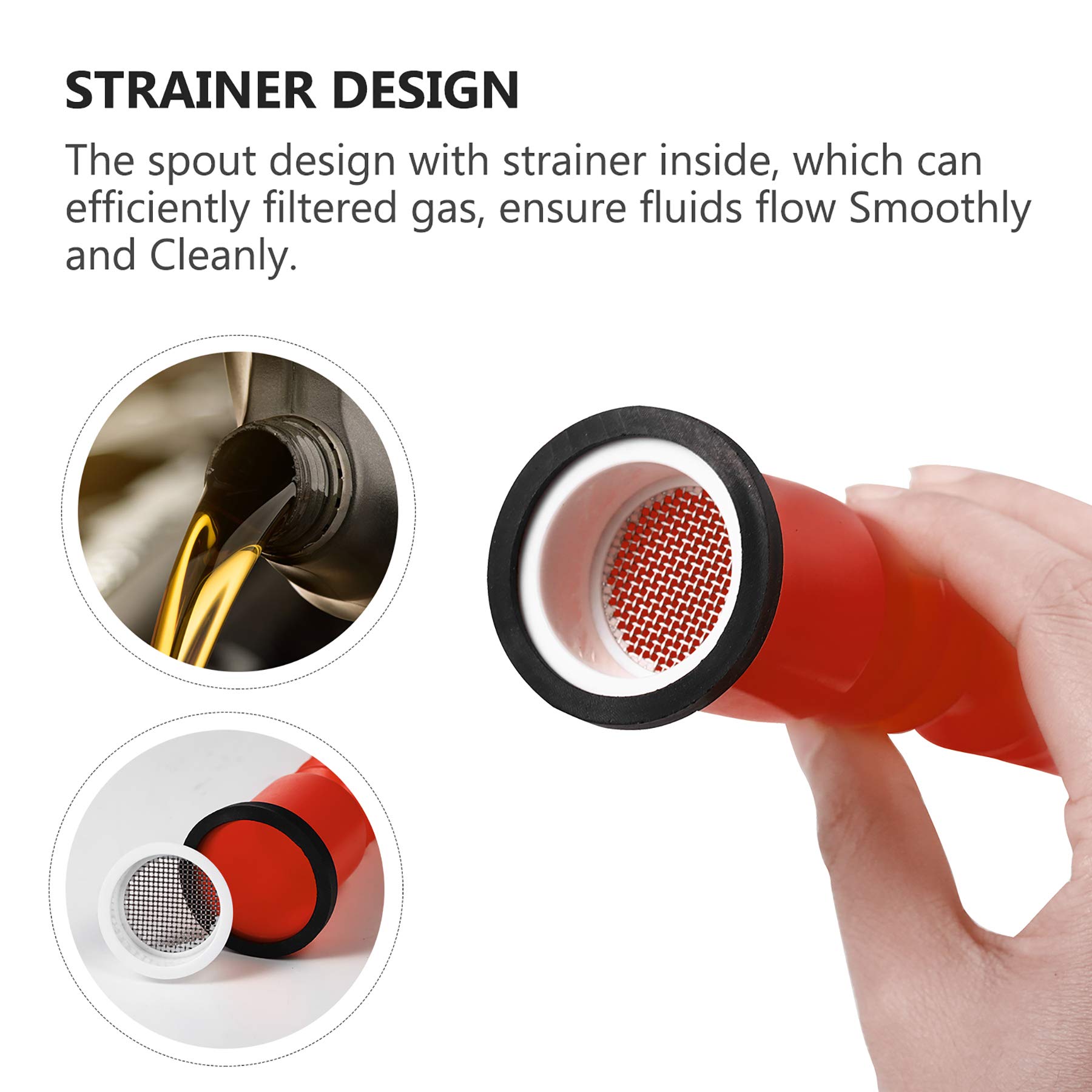EONLION Gas Can Replacement Spout Kit, Flexible Pour Nozzle with Strainer and Gasket, Vent Caps, Stopper Caps, Collar Caps, Stripe Cap, Spout Kit for Water Jugs and Old Can, 3 Pack