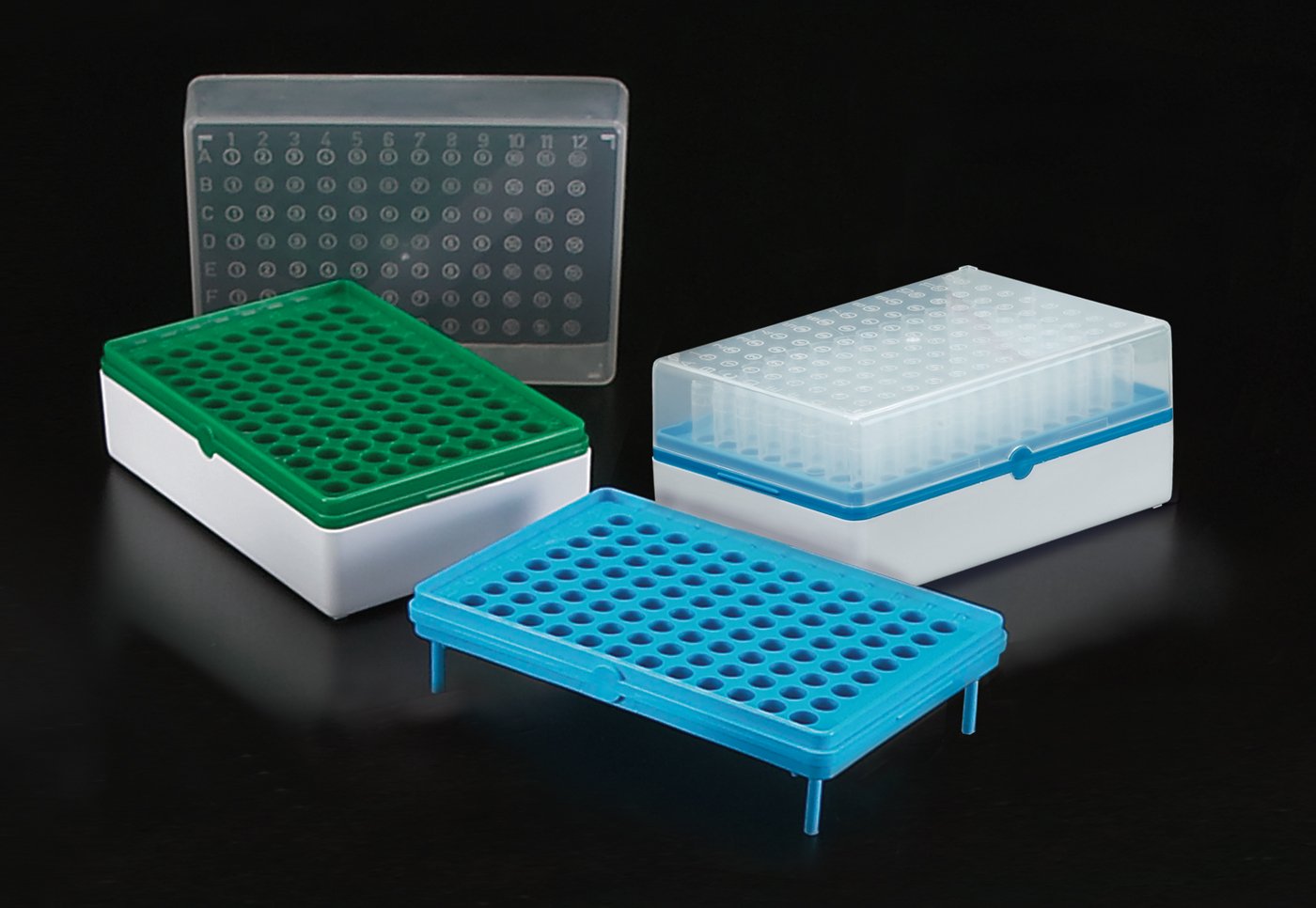 Simport BioTube T100-50G Polypropylene Tube Rack, Storage Box Only, Green (Case of 10)