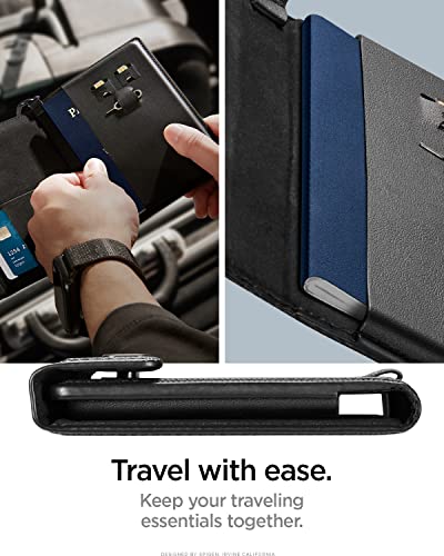 Spigen Passport Card Cover Holder Passport Wallet Travel Documents Organizer Protector Passport Holder Travel Accessories with RFID Blocking Technology SIM Card Pin Included - Black
