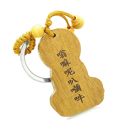 Magic Human Car Keys Keychain - Kwan Yin Quan Blessing - Goddess Holding Spiritual Jar with Eternal Life Elixir - The Divine Buddha and Light Amulet - Cool Feng Shui Sandalwood Key Ring