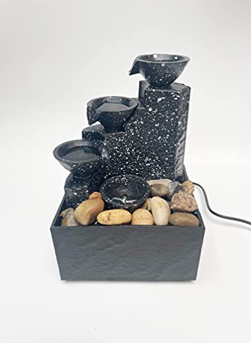 Tabletop Fountain, Desktop USB Small Water Fountains with Irregular Stones and Decorative LED Lights