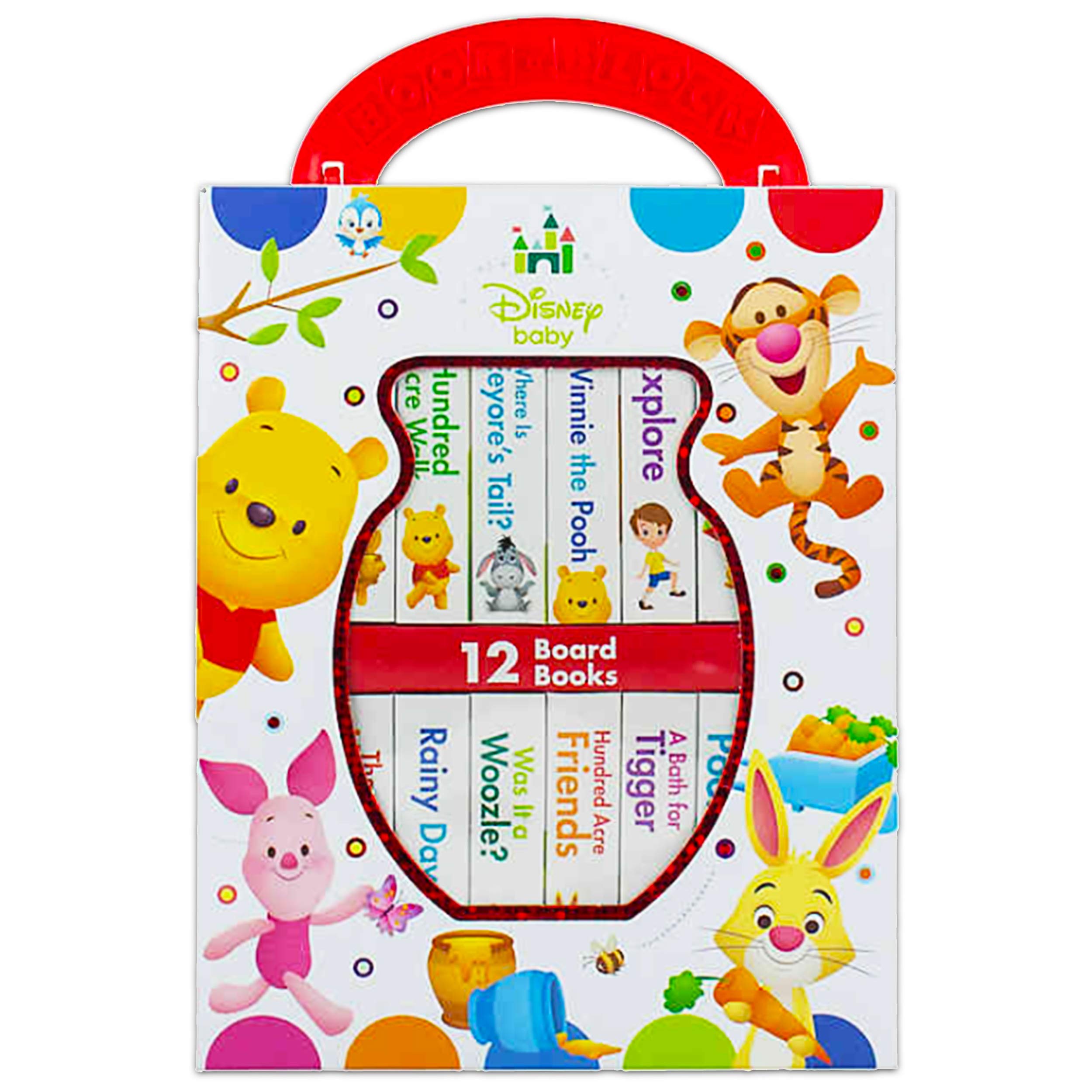 Disney Baby Winnie The Pooh Board Books Set Toddlers Babies Bundle ~ Pack of 12 Chunky My First Library Board Book Block with Stickers (Winnie The Pooh Books for Infants)