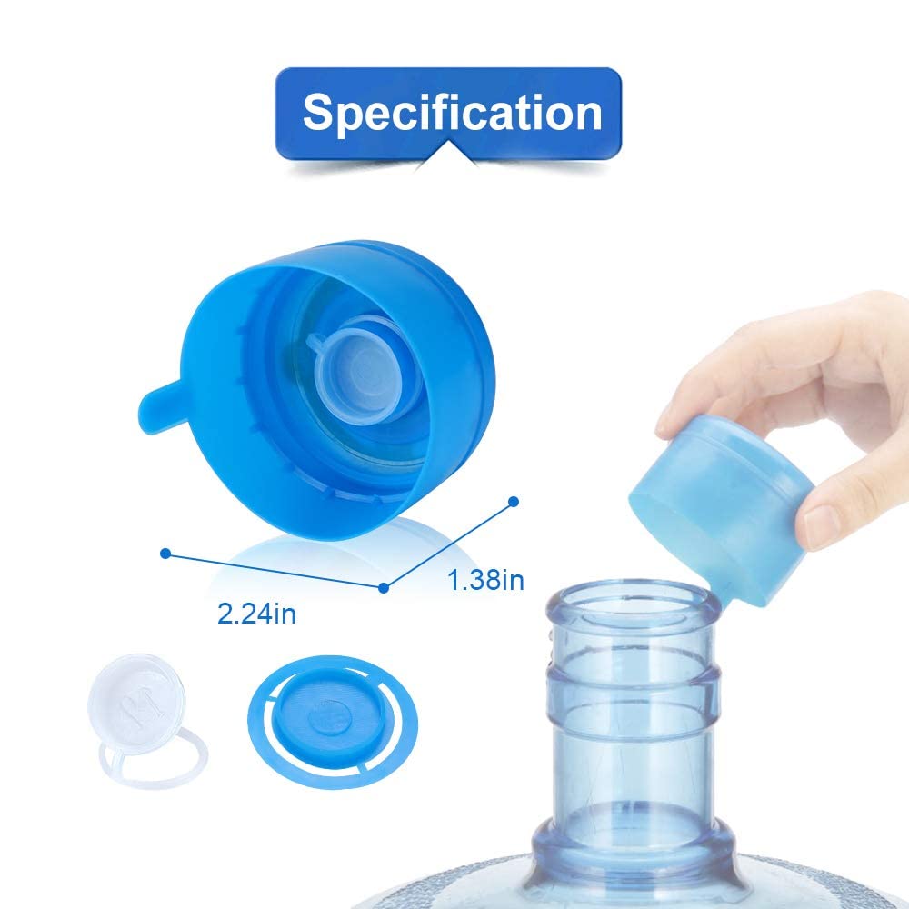 Magicfour 5 Pack Gallon Water Bottle Caps, Water Bottle Caps 55mm Non-Spill Replacement 3 & 5 Gallon Water Jug Caps Water Cooler Bottle Caps for 3 & 5 Gallon Water Jug, Dispenser