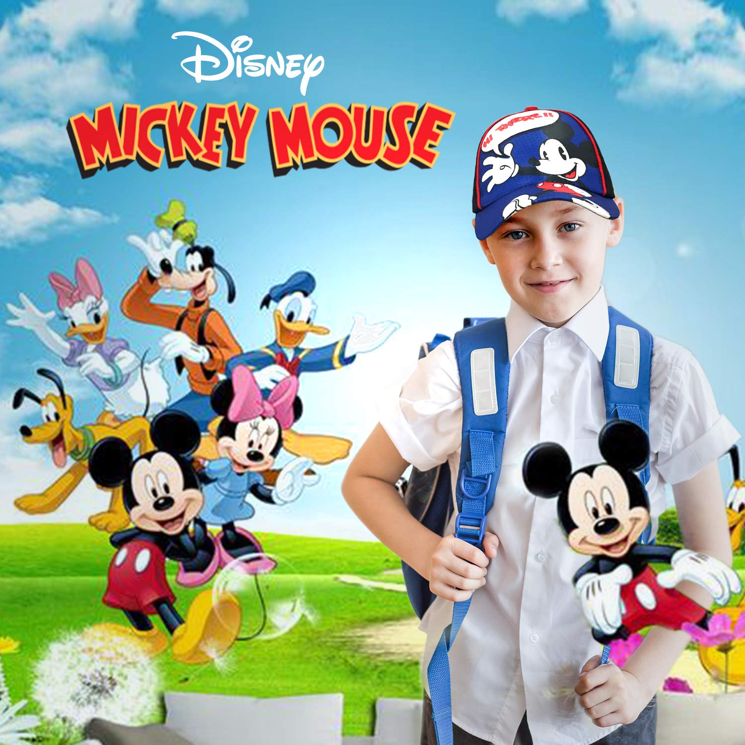 Disney Boys Mickey Mouse Cotton Baseball Cap Hat Age 4-7 Blue