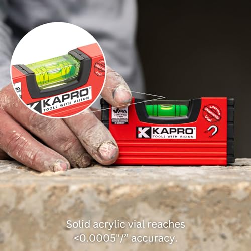 Kapro - 246 Handy Pocket Level - Magnetic - Features VPA Certified & Shock-Resistant Vial - with Rubber End Caps - Pocket-Sized and Compact - Aluminum Box Profile - 4β