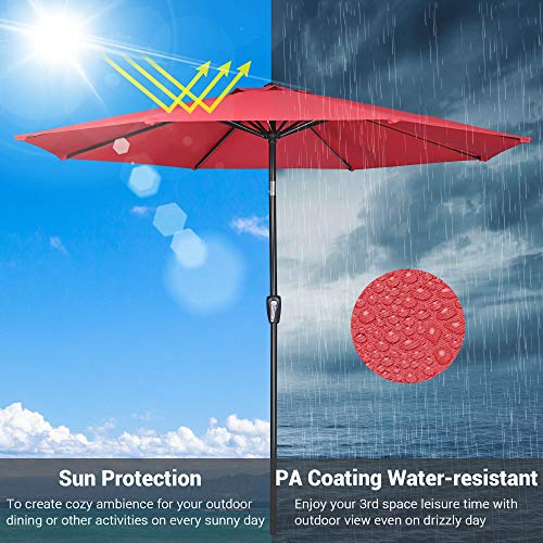 Yescom 10Ft UV50+ Aluminum Outdoor Table Patio Umbrella with Crank Tilt 3000PA Sunshade Deck Yard Garden Pool Balcony