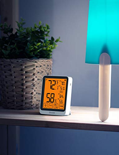 Govee Bluetooth Thermometer Hygrometer with 4.5 Inch Large Backlight LCD Touchscreen, Digital Temperature Humidity Monitor with App Alerts, 2 Years Data Record & Export, for Nursery Room Greenhouse