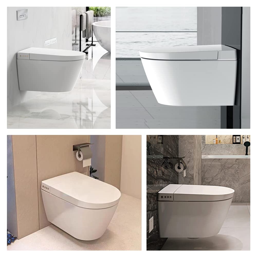 EPLO Intelligent Wall-Hung Toilet with In-Wall Tank System,One-piece Elongated Smart Toilet with Bidet Built in,Heated Seat, Warm Air Dryer,Auto Flush,Nightlight,Remote Control (White)