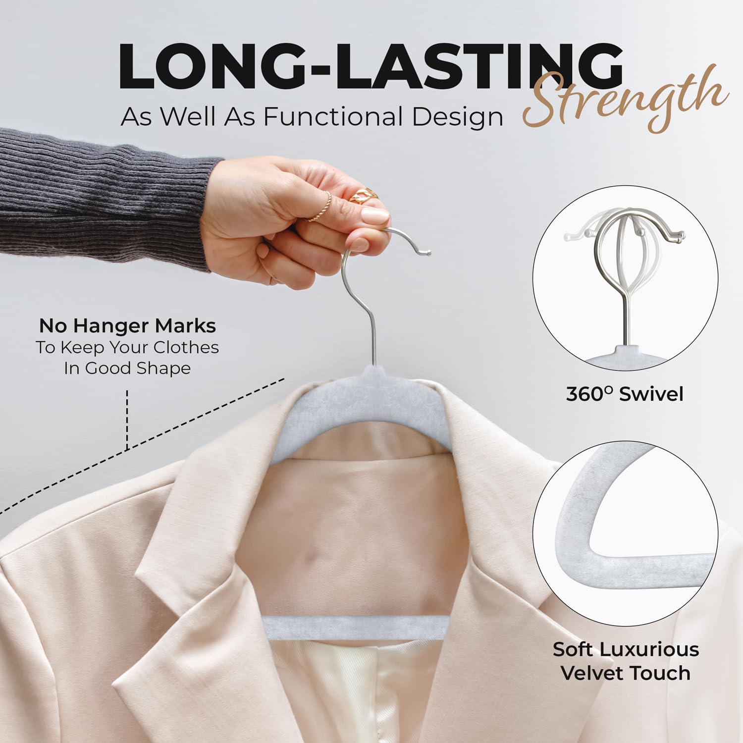 Our Modern Space 100 Pack Velvet Hanger for Shirt Pants Dresses Skirts Suits Jackets - Slim Space Saving Design - Standard Coat Hanger - Sturdy & Durable Design with Shoulder Grooves Hook - Black