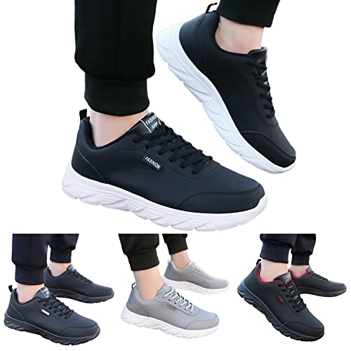 FASDNENDYS Mens Shoes Large Size Casual Leather Laace Up Solid Color Casual Fashion Sneaker Rack for Men Bedroom Size 13 Grey