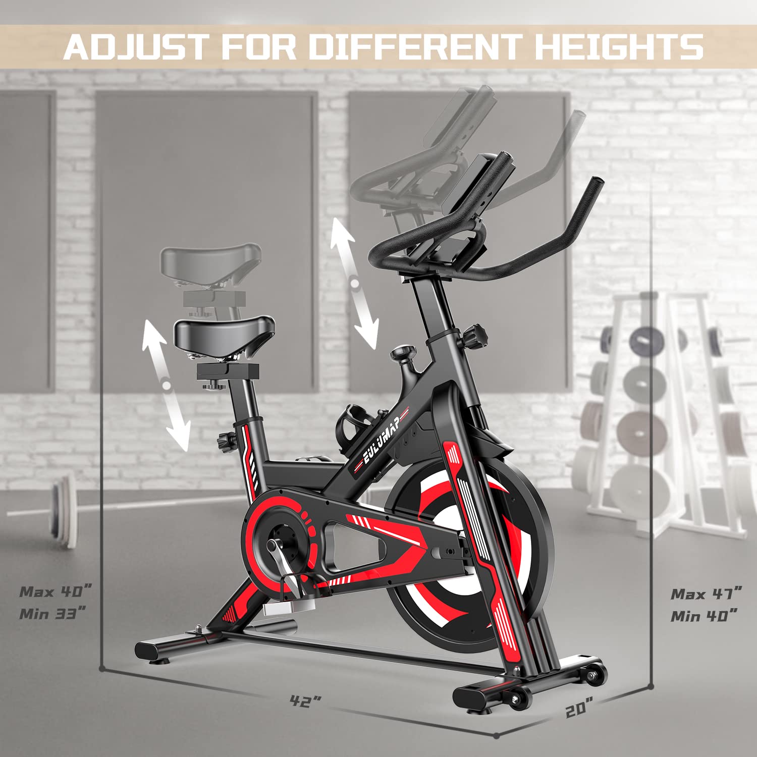 Exercise Bike-Stationary Indoor Cycling Bikes For Home Gym with Ipad Mount &Comfortable Seat Cushion(Red)
