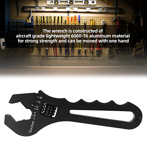 SYKRSS An Fitting Wrench, AN3-16AN Adjustable Wrench Aluminum Lightweight Spanner Tools for An Hose Fitting Adapter End , Black