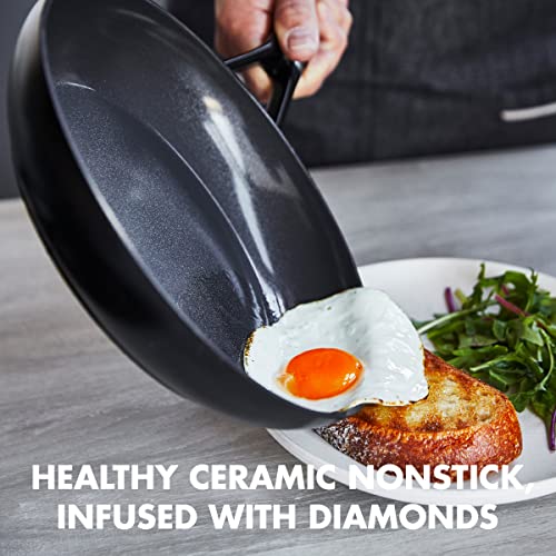 GreenPan SmartShape Healthy Ceramic Nonstick, 9.5" Frying Pan Skillet, PFAS-Free, Induction, Dishwasher Safe, Black