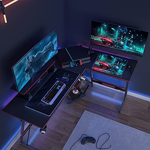DESINO L Shaped Gaming Desk 59 inch Computer Corner Desk PC Writing Table Gamer Workstation for Home Office, Black
