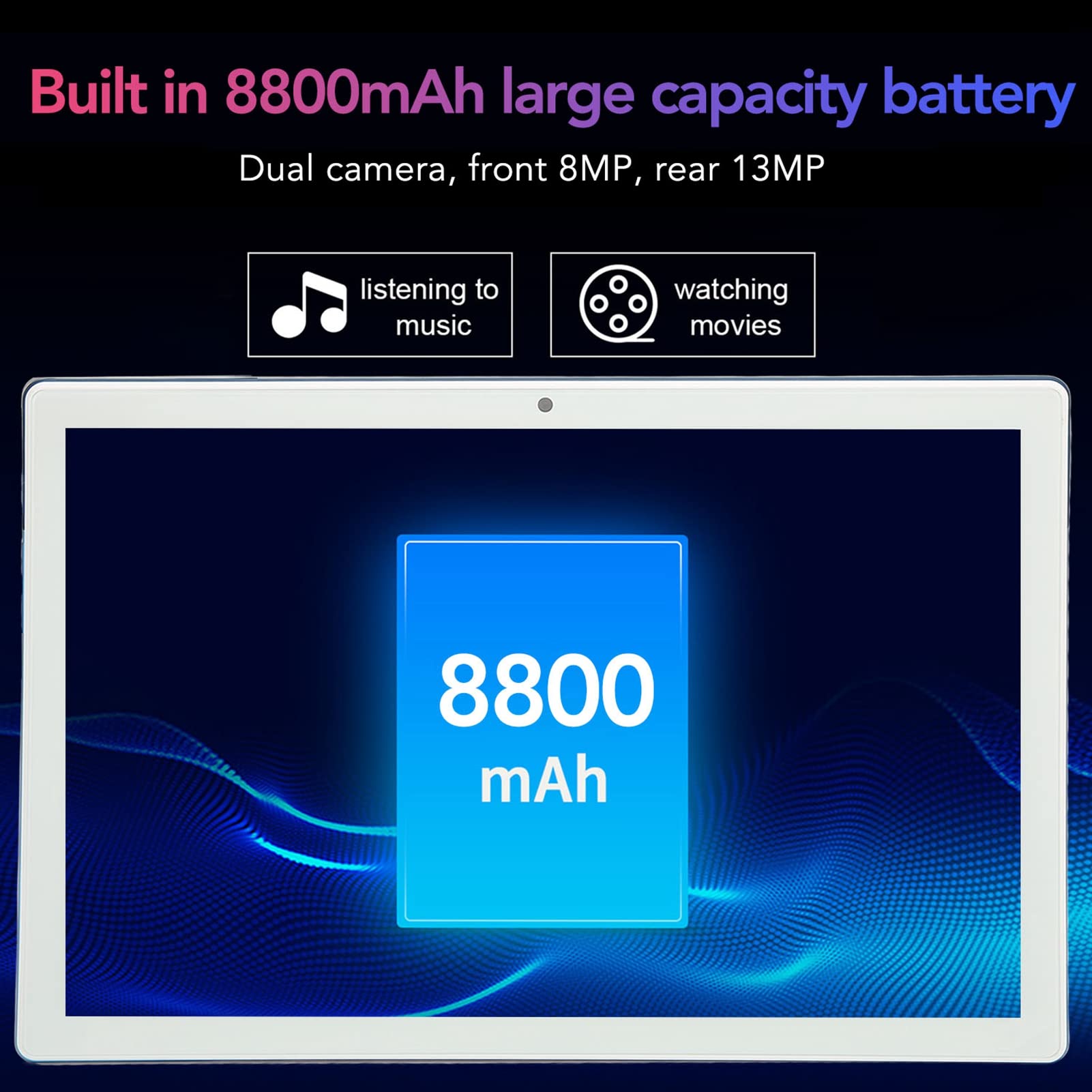 GOWENIC 10Inch Tablet, Kids Tablet for, Octa Core Processor 8GB RAM 256GB ROM, 5G WiFi Toddler Tablet with 8MP and 13MP Camera, 1920x1200 IPS, 8800mAh Lithium Battery