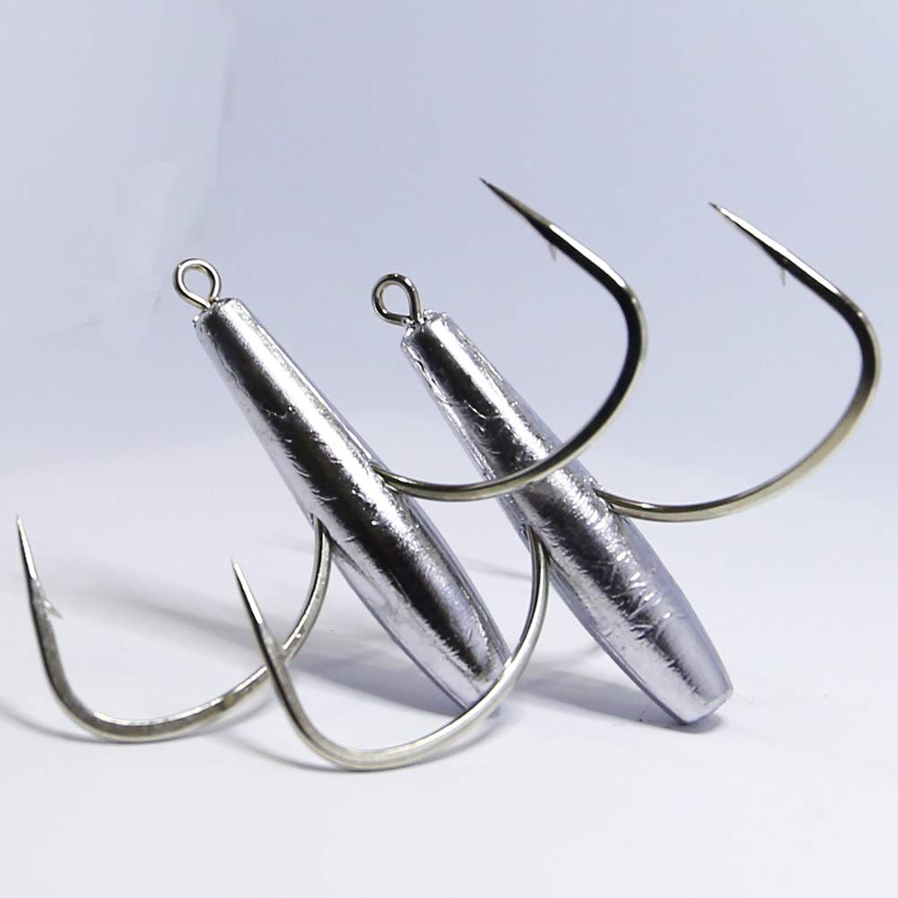 DDfishing Anchoring Fish Treble Hooks Heavy Duty Snagging Sharp Lead Head Hook for Reservoir Pond Baits Tackle Fishing Rigging 4 Pieces (55)