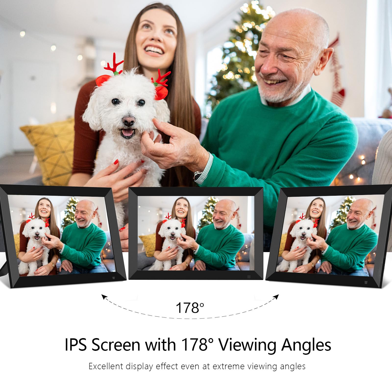 FRAMEO Smart Digital Photo Frame, 10.1 Inch WiFi Digital Picture Frame with IPS Touch Screen, Auto-Rotate, 16GB Storage, Easy to Share Photos or Videos via Frameo APP from Anywhere (Black)