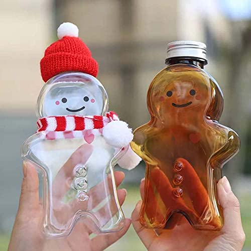 NEW Gingerbread Mug,Creative Water Bottle Kitchen Milk Tea Christmas Decoration Gingerbread Man Drinking Cup,Cute Gingerbread Man Drinking Cup Portable Drink Bottle (Transparent)