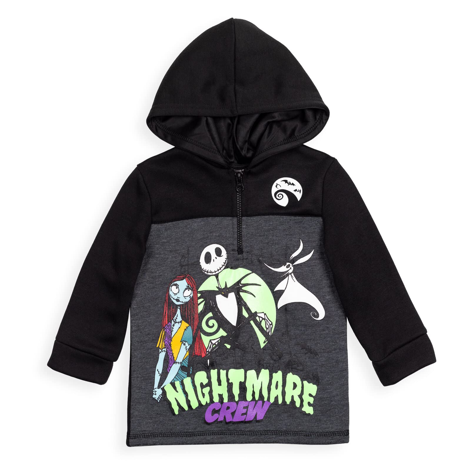 Disney Nightmare Before Christmas Sally Jack Skellington Toddler Boys Fleece Hoodie Black/Gray 5T