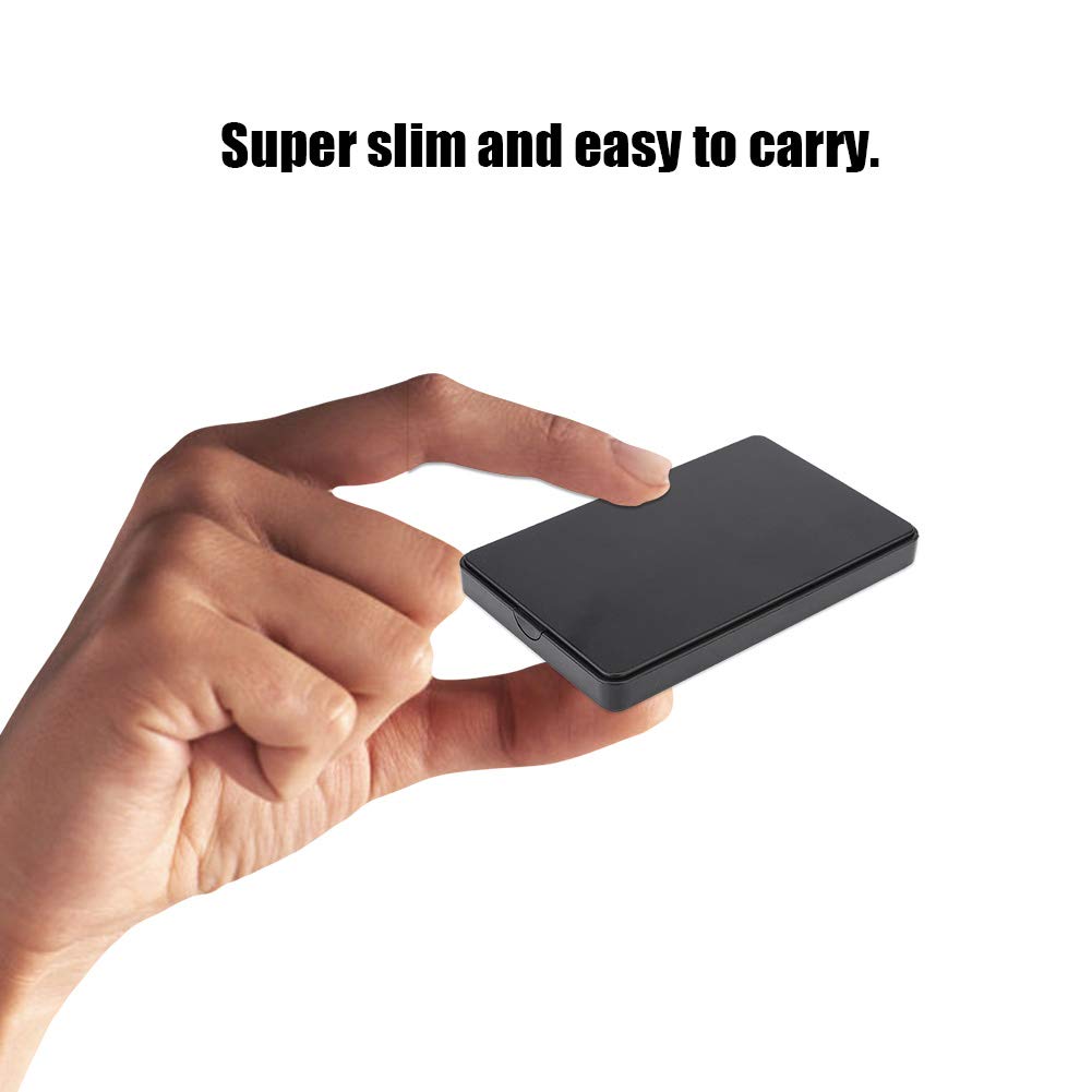 Hard Drive Enclosure, Portable 2.5in 2TB HDD External Hard Drive Enclosure USB 3.0 SATA 5Gbps Mobile Hard Disk Box for Win 98/SE/ME/2000/XP/Vista/ Win7/win8/Win10(Black)