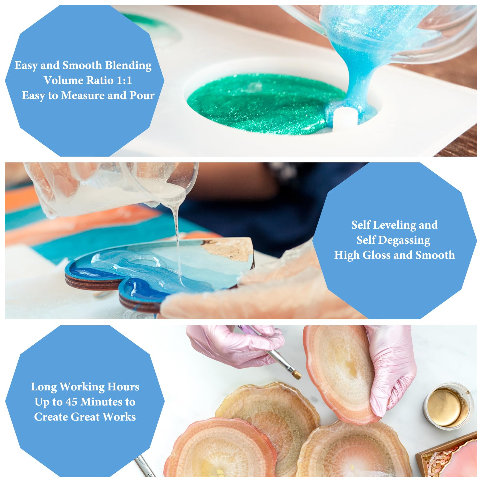 Epoxy Resin 34OZ - Epoxy Resin Kit, Crystal Clear Epoxy Resin Kit - Not Yellowing, No Bubble, Self Leveling, High-Gloss, Casting & Coating for DIY Jewelry Making of The Art Resin & Epoxy (17OZ x 2)
